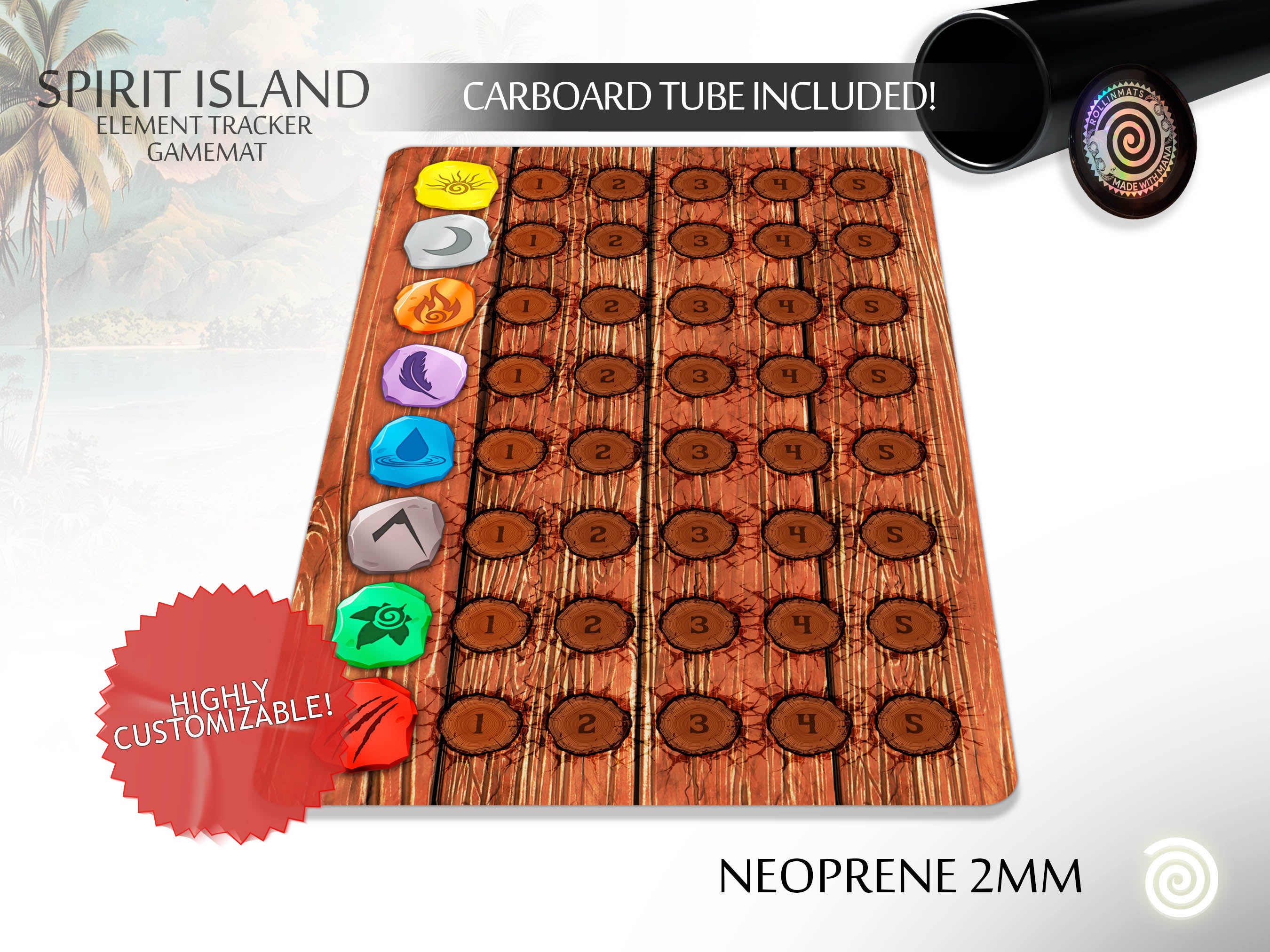 Spirit Island Element tracker compatible Gamemat – Rollinmats