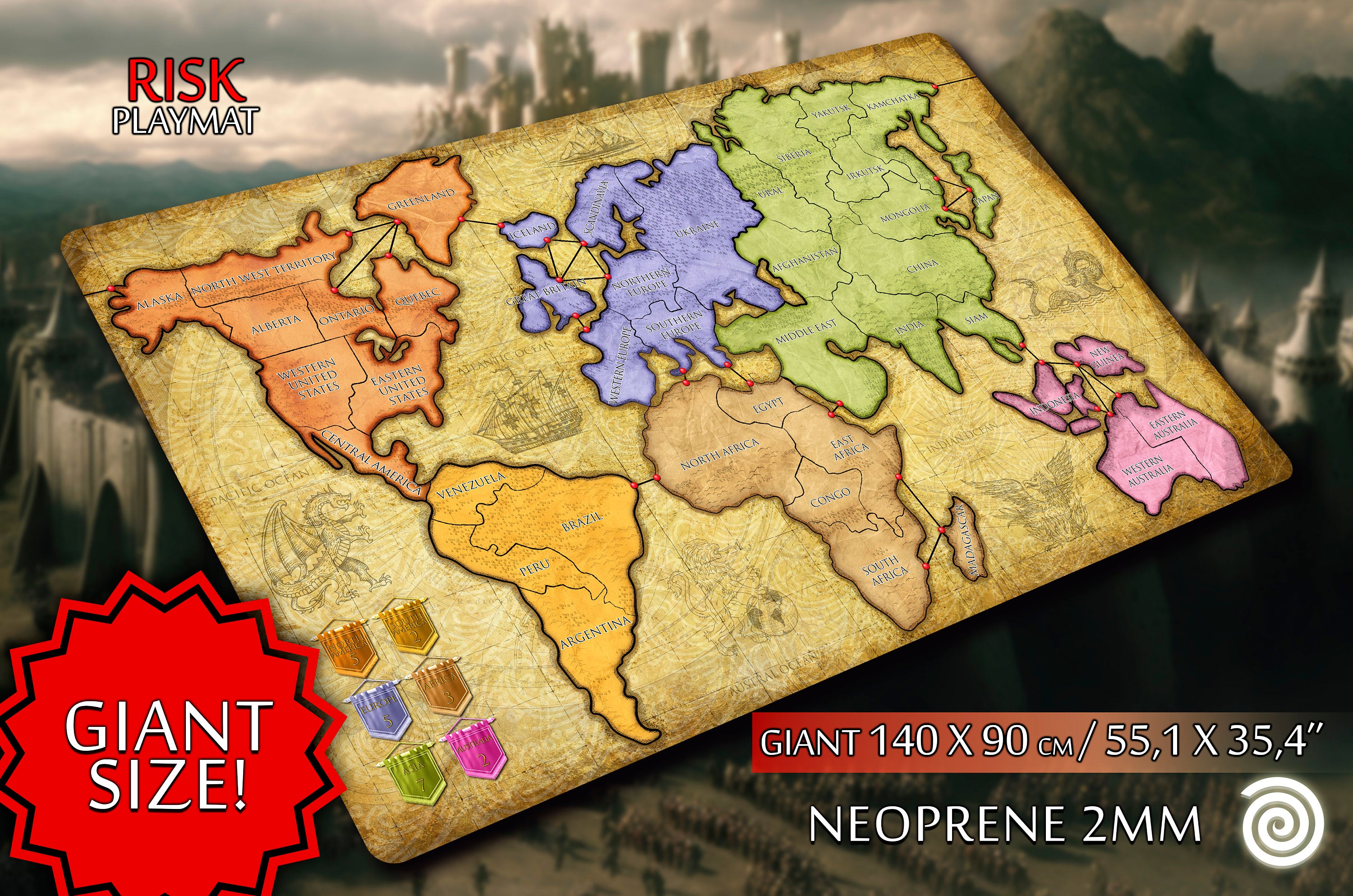 RISK compatible Gamemat - (Giant / Oversized) – Rollinmats
